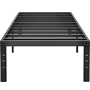 HOBINCHE 16 Inch Twin Size Bed Frame, No Box Spring Needed, Heavy Duty Black Metal Platform Mattress Foundation with Steel Slats, Non-Slip Noise Free Easy Assembly, Cleance Storage
