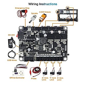 RATTMMOTOR CNC 3018 PRO CNC Wood Router Machine Kit GRBL Control 3 Axis DIY Mini CNC Engraver Milling Machine+GRBL Offline Controller+775 Spindle Motor ER11 for Carving Acrylic PVC PCB Plastic Wood