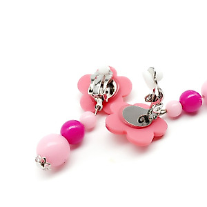 Elesa Miracle Little Girl Handbag Beauty Set Plush Handbag + Flower-Shaped Clip-on Earrings + Necklace and Bracelet Set (Pink)