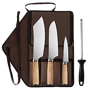 KOFERY Chef Knife Set with Bag - Portable and Versatile for Camping, Cooking, and Everyday Use, Complete with a Travel Case for Safe Storage (Include Sharpening Steel)