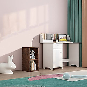 ALISENED Small Bookshelf, Wooden Stackable Cubby 2 Cube Shelf, Modern Small Spaces Storage Organizer Bookcase Display Rack for Bedroom, Library, Living Room, Home, Office Decor,Brown