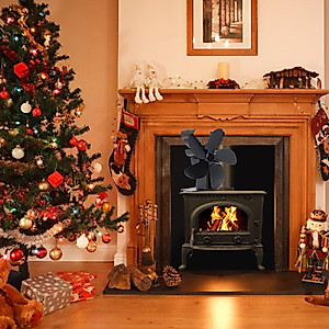 Heat Powered Wood Stove Fan 5 Blade Aluminum Alloy Fireplace Fan Low Noise Strong Heat Dissipation Eco Fan for Home Fireplace