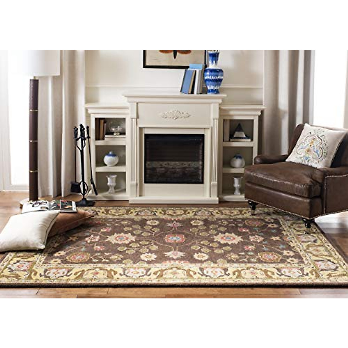 SAFAVIEH Anatolia Collection 4' x 6' Brown / Gold AN562A Handmade Traditional Oriental Premium Wool Area Rug
