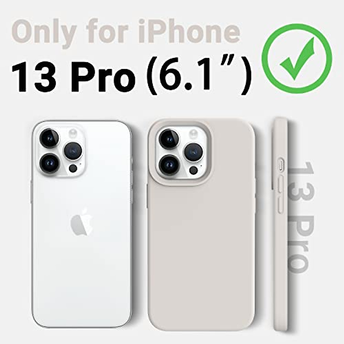 AOTESIER iPhone 13 Pro Phone Case,[Military Shockproof Protection] Liquid Silicone Case with [Soft Anti-Scratch Microfiber Lining] Camera & Screen Protection 6.1 inch Slim Thin Cover（Stone）
