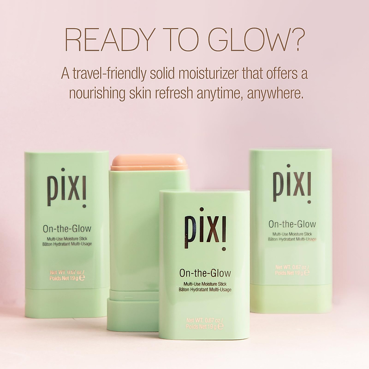 Pixi Beauty On-the-Glow | Solid Moisturizer Stick | Multi-Use Moisturizer | Travel-Friendly Hydration Anywhere You Go | 0.67 Oz