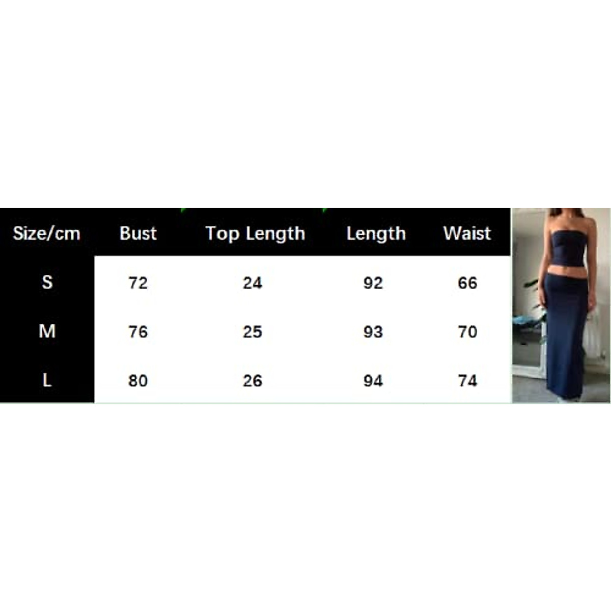 Women Y2K Skirt Set Outfits Strapless Crop Top Bodycon Midi Skirt Dress Sexy 2 Piece Knit Outfits Skirt Summer(J-Black,S)