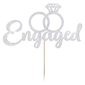 AROKIPPRY Engaged Cake Topper Wedding Cake Toppers, Engagement, Wedding Reception, Wedding Cake Decoration (silver)