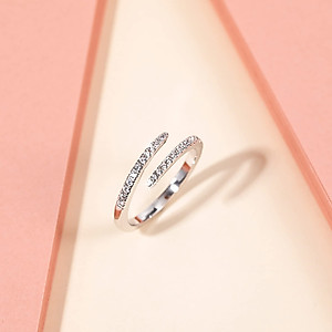 EAMTI 2mm Wedding Bands for Women Open Stackable CZ Cubic Zirconia Engagement Rings Dainty Eternity Band Rings Size 7