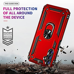 Dzxouui Samsung A14 5G Case [2 Pack] Screen Protector, Military Grade Shockproof Full Body Protection, Magnetic Kickstand - Red