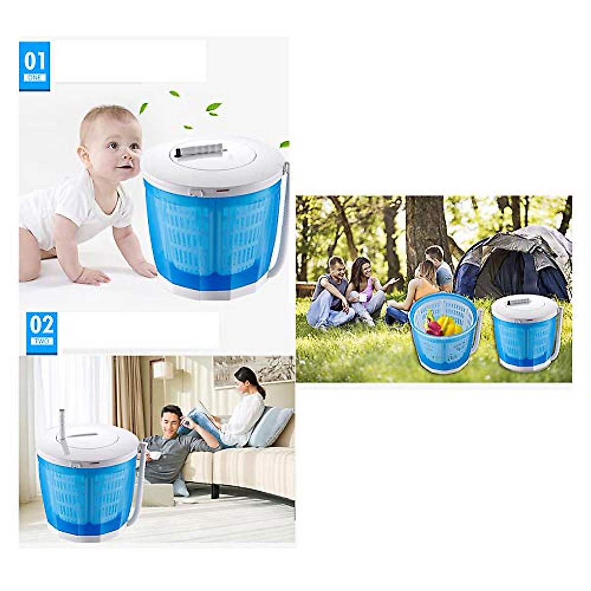 Portable Manual Non-Electric Washing Machine and Clothes Spin Dryer, Crank Handle Counter Top Washer/Dryer for Camping, RV's,Apartments