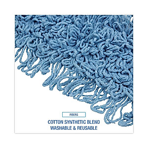 UNISAN 1124 Mop Head, Dust, Looped-End, Cotton/Synthetic Fibers, 24 x 5, Blue