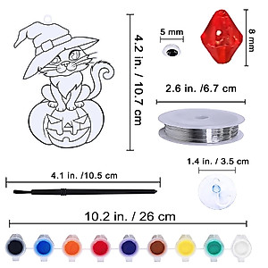 27 Sets Halloween Suncatcher Ornaments Decoration DIY Window Paint Art Craft Kit Jack-O'-Lantern Ghost Vampire Witch Spider Sun Catchers for Halloween Classroom Party Art Activity Trick or Treat Gift