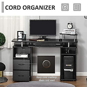 HOMCOM Home Office/Dorm Computer Desk w/Elevated Shelf - Brown