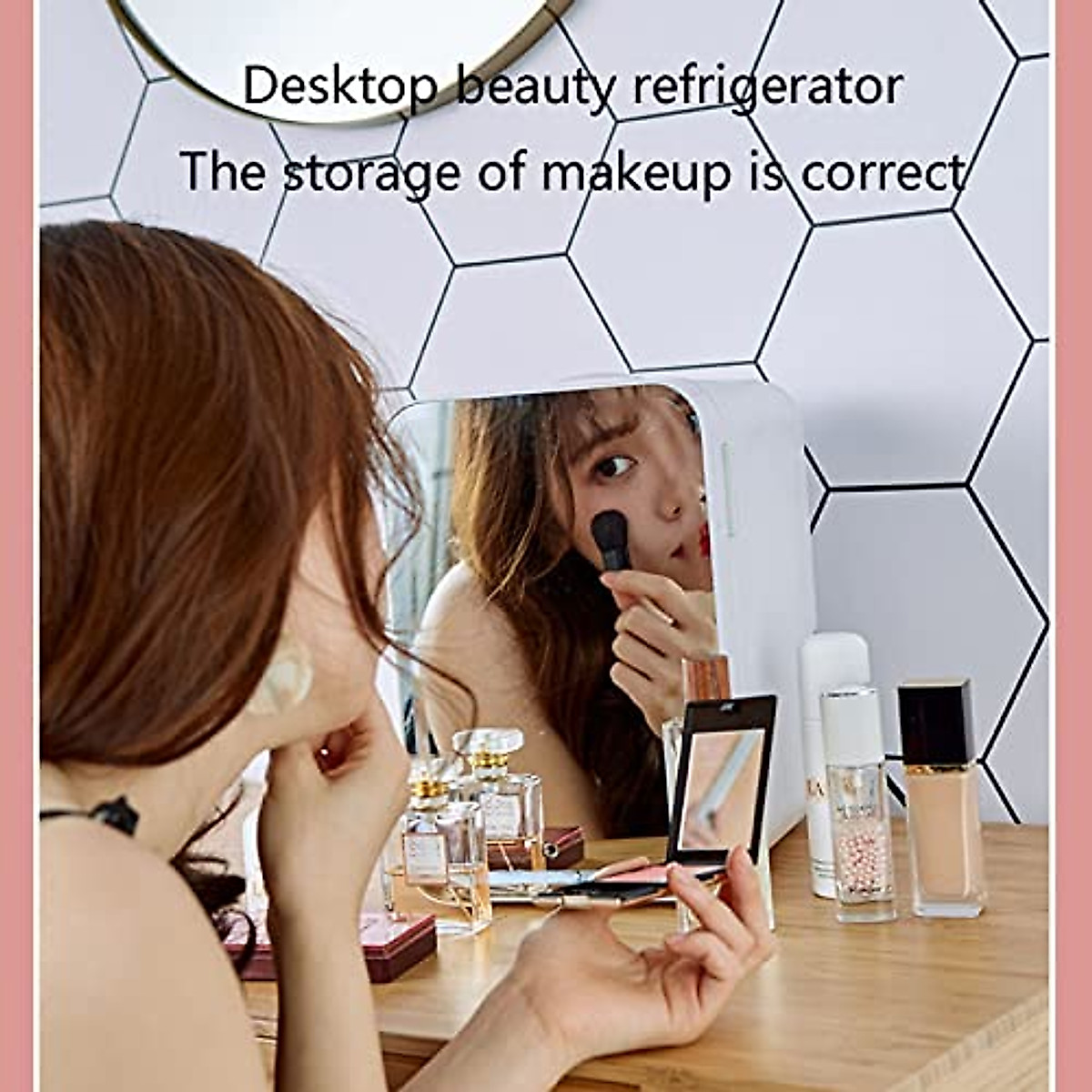 Mini Fridge AC/DC Portable Thermoelectric Cooler and Warmer Mini Fridge for Bedroom Car Home Travel Mini Refrigerator for Skin Care Foods Medications,White