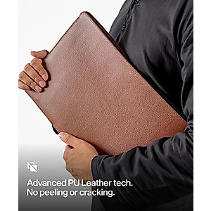 Dawn & Dusk 13 inch Laptop Sleeve Compatible with MacBook Pro & MacBook Air, PU Leather, Handmade, Slide-in Edition ©, Brown.