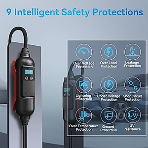 Youwoauto Level 2 EV Charger (40Amp, 240V, NEMA 14-50Plug) Portable EV Charger Works with All NACS EVs, 10KW EV Charger Level 2 Electric Vehicle Charger with 16.4 ft Cable, Fits Home & Outdoor Use