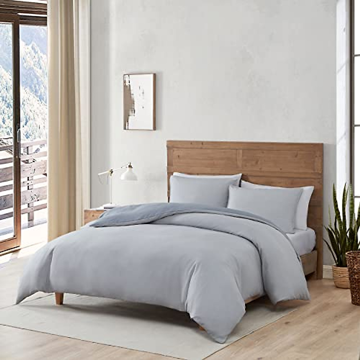 Eddie Bauer - Queen Duvet Cover Set, Reversible Bedding with Matching Shams, Stylish Home Decor for All Seasons (Herringbone Light Blue/Grey, Queen)