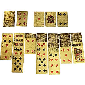 MSTICORA Gold Foil Poker Set - US Dollar Playing Cards - Plastic Playing Cards - Casino Cards(Gold 1 Deck)