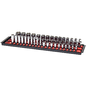 Ernst Socket Boss: A Premium 3-Rail Multi-Drive Socket Organizer in Red (8450), Measuring 19-Inches for Comprehensive Tool Storage - Socket Organization Tray