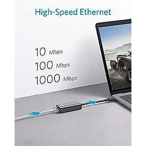 Anker USB C to Ethernet Adapter, Portable 1-Gigabit Network Hub, 10/100/1000 Mbps, for MacBook Pro, iPad Pro 2019/2018, ChromeBook, XPS, Galaxy S9/S8, and More