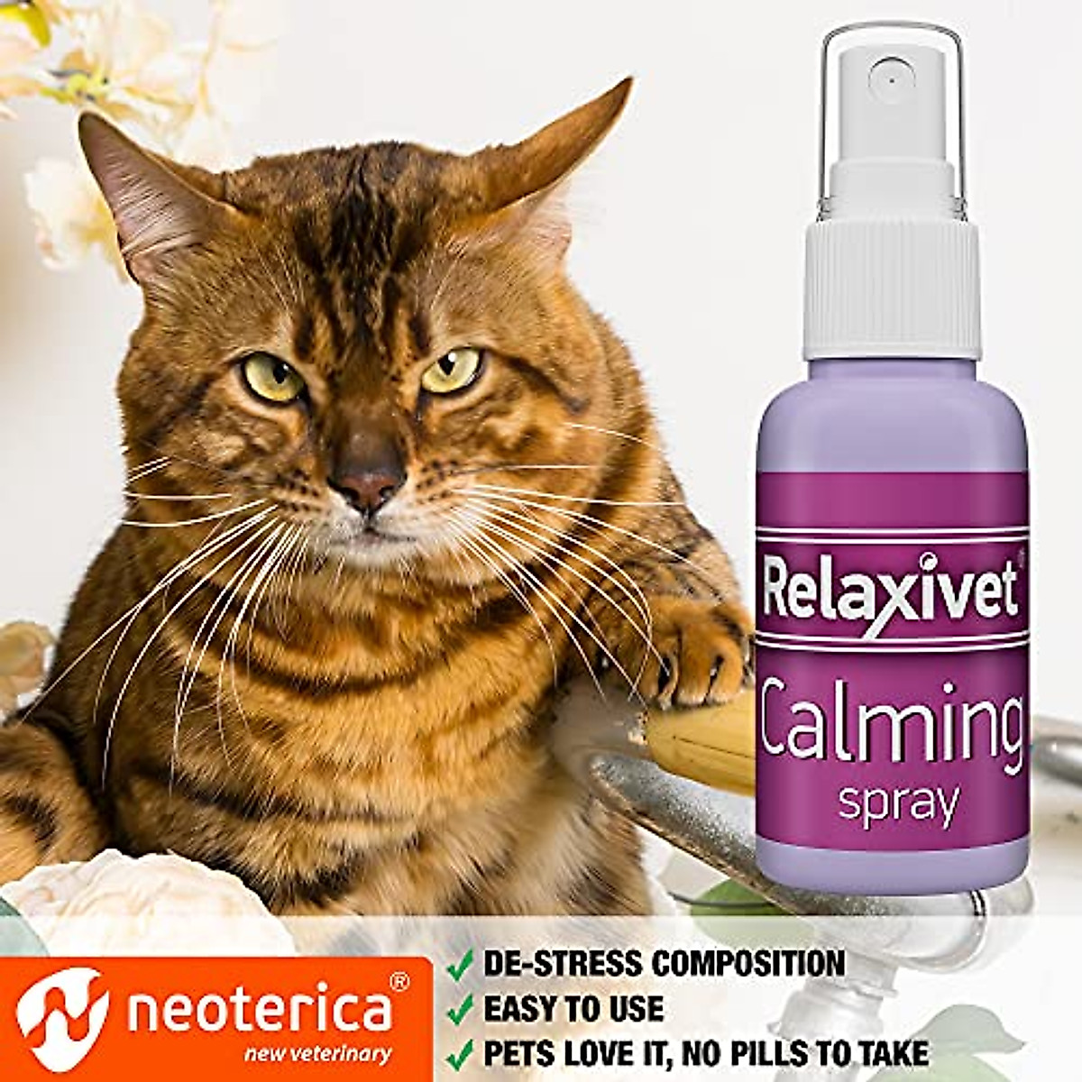 Beloved Pets Calming Pheromone Spray & Scratch Repellent for Cats - Reduce Scratching Furniture, Pee - During Travel, Fireworks, Thunder, Vet Zone - Helps to Relief Stress, Fighting, Hiding
