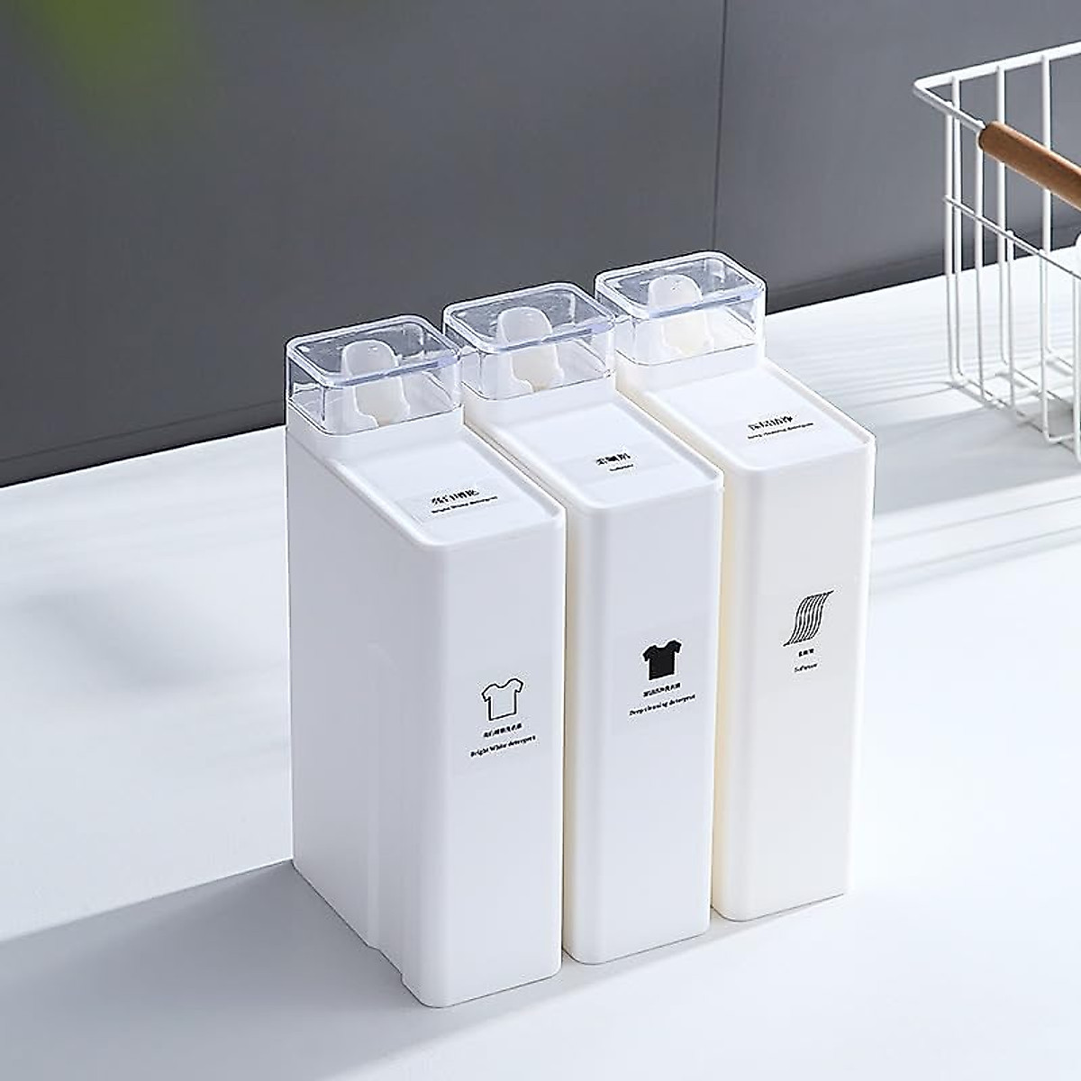 LEASON Atomizer Bottle Laundry Detergent Sub-Bottle 1000ml Large-Capacity and Washing Powder Softener Detergent Empty Bottle Refillable (Color : White)