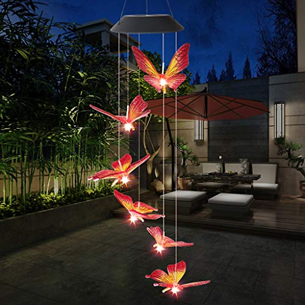 Color Powered Garden Solar Wind Light Lamp LED Changing Hanging Chime LED light Christmas Lights for Room Led