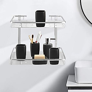 Bathroom Shelves Wall Mounted Space Aluminum Storage Shelves 2 Tier Kitchen Bathroom Storage Rack Shelf Home Organizer Shelving Storage Unit