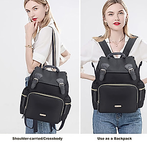 VS VOGSHOW Diaper Bag Backpack, Multifunction Baby Bag Backpack, Modern Baby Diaper Backpack, Stylish Maternity Nappy Bag, Black