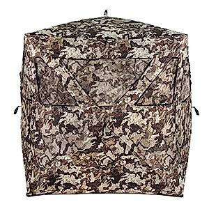 Muddy Hunting Whitetail Deer Buck Hog Watertight 300D Fabric Standing Height 66” Veil Camo Pattern Three Person Ground Blind