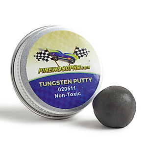 Pinewood Pro 1oz Tungsten Putty and 3oz Tungsten Cylinders - Weights for use on Derby Cars