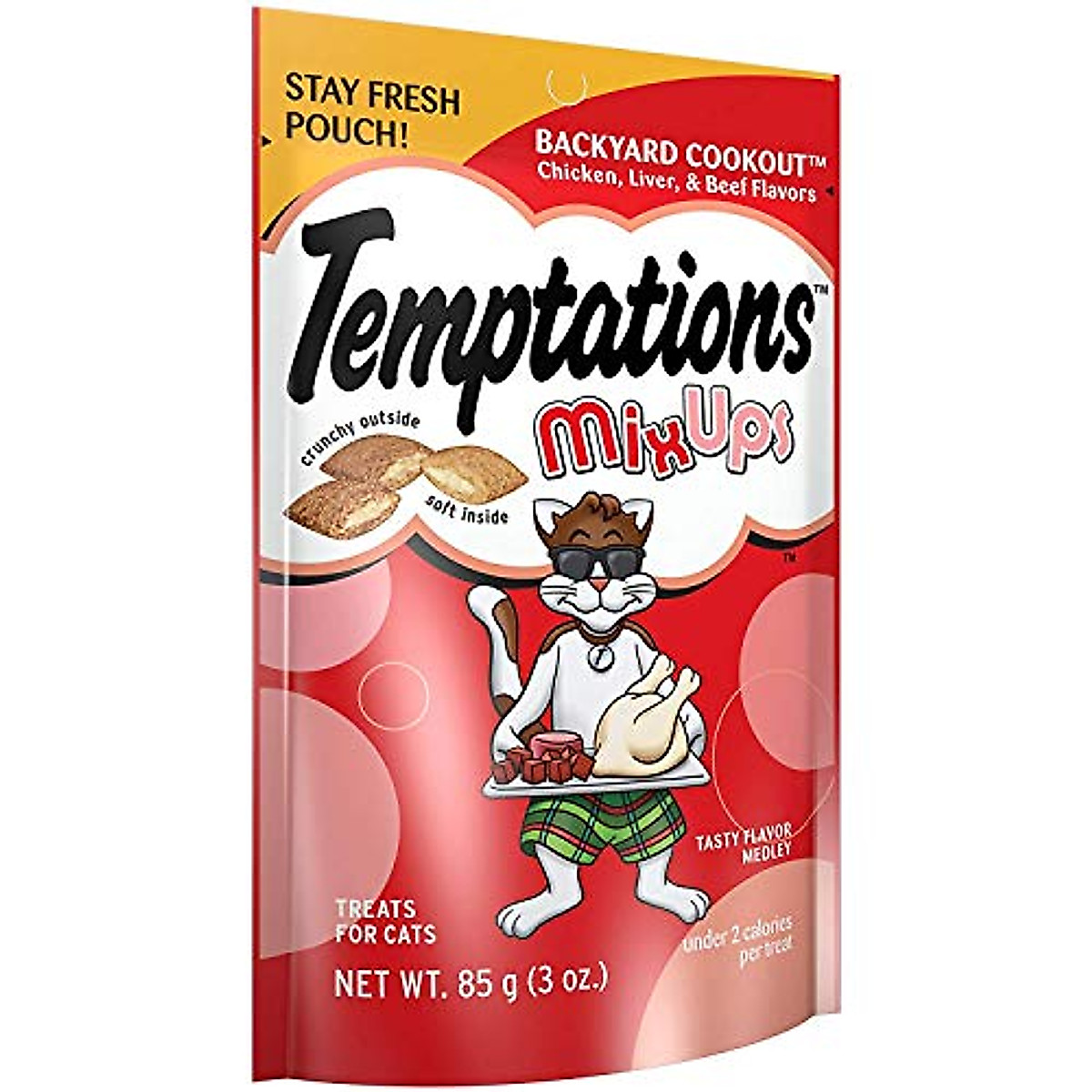Temptations Cat Treats Mix-Ups Snack Treats Variety Bundle 4 Pack (Catnip,Turkey,Backyard Cookout & Surfer Treat Flavors)