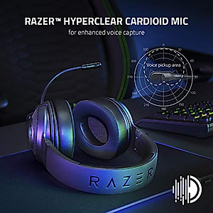 Razer Kraken V3 X Gaming Headset: 7.1 Surround Sound - Triforce 40mm Drivers - HyperClear Bendable Cardioid Mic - Chroma RGB Lighting - for PC - Classic Black