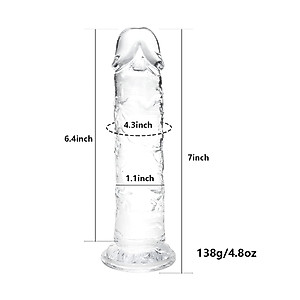 7 Inch Small Realistic Dildo, Soft Lifelike Beginner Sex Toy Thin Penis Clear with Strong Suction Cup for Womens/Men/Gay,Adult Life Like Sex Anal Cute Toys & Games