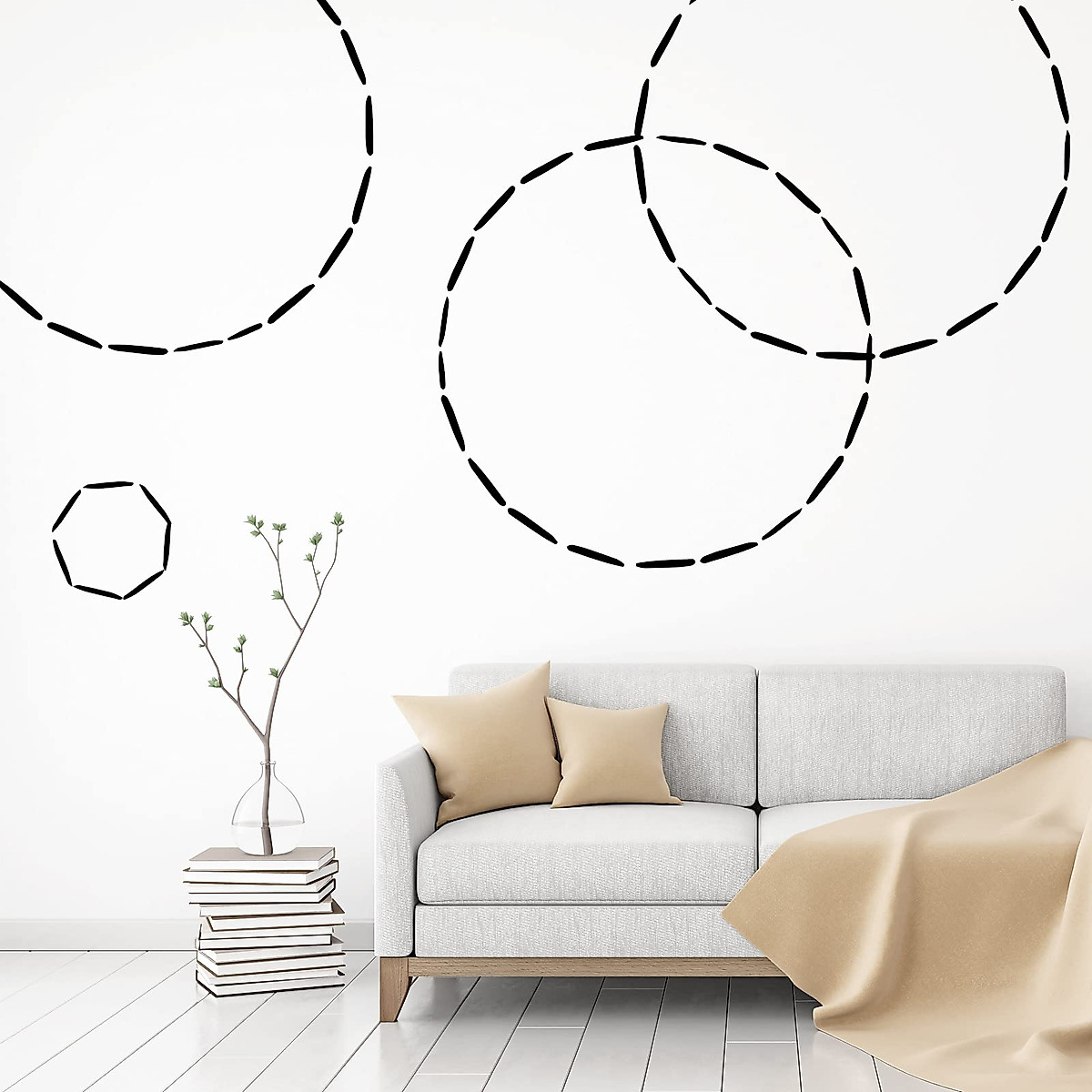 192 Pieces Boho Line Wall Decals Modern Abstract Decor Sticker Removable Peel and Stick Striped Wallpaper Black Stripes Art Wall Vinyl for Urban Minimalist Bedroom Office Nursery Home Decoration