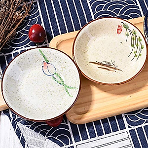 Whitenesser Sushi Sauce Dishes set of 5, Japanese Retro Porcelain Soy Side Dish Bowl Seasoning Dishes Soy Dipping Sauce Dishes
