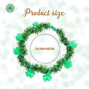 Jeairts Led St.Patrick's Day Necklace Glowing Shamrocks Necklaces with Irish Green Bracelet Lucky Clover Pendant Necklace Irish Party Costume Accessories