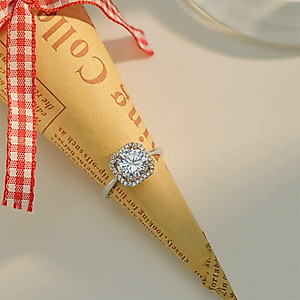 CHERUBIC Platinum Plated Sterling Silver Square Halo Ring For Women Crystal Cubic Zirconia Birthstone Rings Adjustable