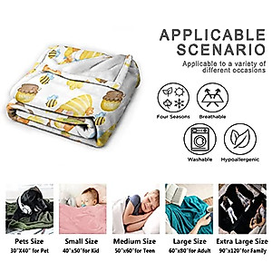 ZHONGKUI Gnome Flannel Throw Blanket,Gnome Blanket with Bee for Adults/Women/Kids/Friends,Gnome Gifts Blanket for Couch Sofa Bed Travel Home Decor, 60"x80"-Adults/Twin Size