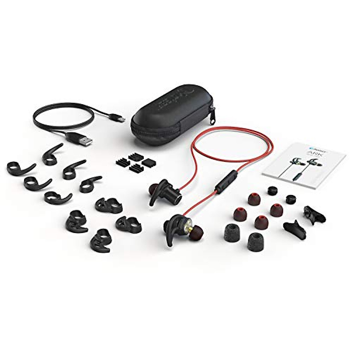 phaiser BHS-790 Bluetooth Headphones with Dual Graphene Drivers and Bluetooth Sport Headset with Mic - Wireless Earbuds for Running - Sweatproof, Redheat