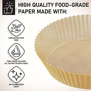 Air Fryer Disposable Paper Liner, 100psc Non-stick Air Fryer liners, Oil-Proof Water-Proof Air Fryer Parchment Paper for air fryer, Food Grade Airfryer liners (6.5”) Round Air Fryer Paper Liners