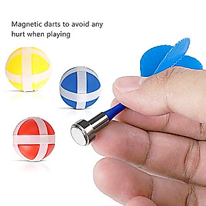 Magnetic Dart Board for Kids Adults with 12 Magnetic Darts and 8 Sticky Balls Reversible Rollup Kids Safe Dart Board Set for Boys Girls Easy Hanging Classic Dart Board Toys Indoor Outdoors Party Games