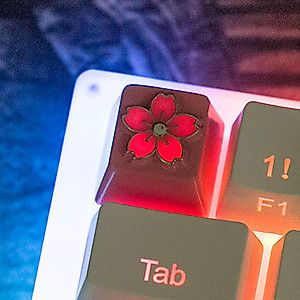 HFSECURITY Sakura Cherry Blossoms Metal Backlit Keycaps for Cherry Mx Switch Mechanical Gaming Keyboard Zinc Aluminum Alloy 3D Keycaps