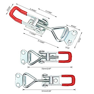 Favordrory 6 Pack Toggle Latch Clamp, Pull Latch, Adjustable Toggle Clamp Latch, Heavy Duty Toggle Latch, 150Kg 330Lbs Holding Capacity (25 Pieces Screws) Red + Silver
