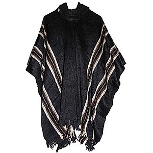 Gamboa Alpaca Poncho - Hooded, Charcoal, OS