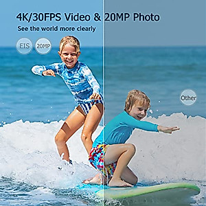 Action Camera 4K,20MP 40M Underwater Waterproof Camera,2.0'' LCD Screen WiFi 170° Wide Angle EIS Sports Cam with External Microphone Remote Control 2x1050mAh Batteries and Helmet Accessories Kit