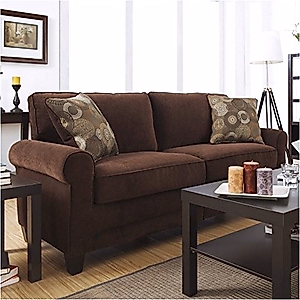 Pemberly Row Contemporary Fabric Upholstered Sofa in Rye Brown
