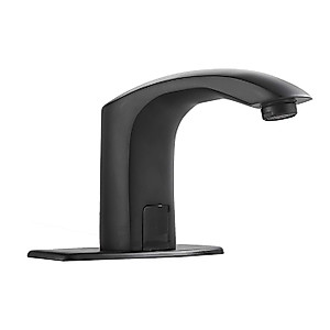 Automatic Bathroom Faucet Black Touchless Solid Brass Motion Activated Bath Tub Lavatory Basin Sink Vanity Aerator One Hole Brass Mixer Tap Touch-Free