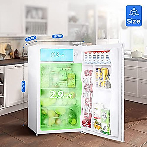 XUEWANG 3.2 Cu.Ft Mini Fridge with Freezer, Single Door Mini Fridge, Adjustable Thermostat, Mini Refrigerator for Dorm, Office, Bedroom (White)