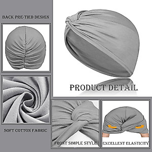 ASKNOTO 4 Pieces Soft Hair Turbans, Pre Tied Headwrap Knot Pleated Chemo Headwear for women